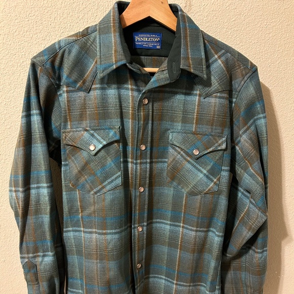 Pendleton | Shirts | Pendleton Epic Teal Plaid Wool Western Shirt Nwot | Poshmark